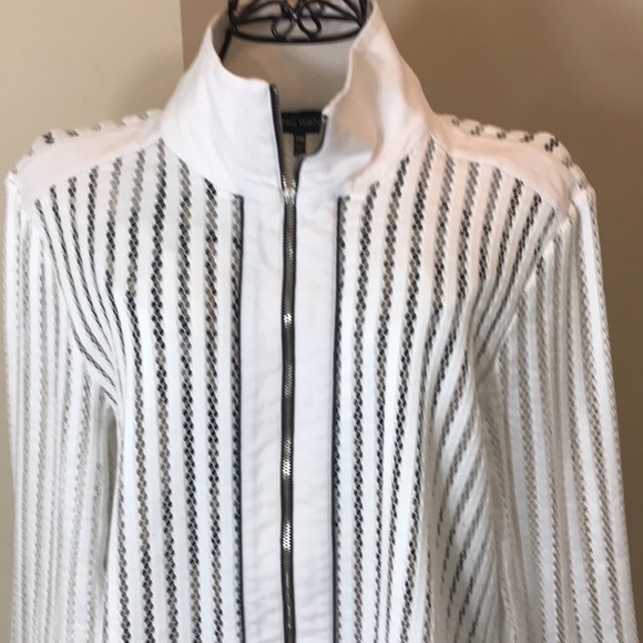 Ming Wang | Jackets & Coats | Ming Wang White Lace Full Zipper Jacket ...